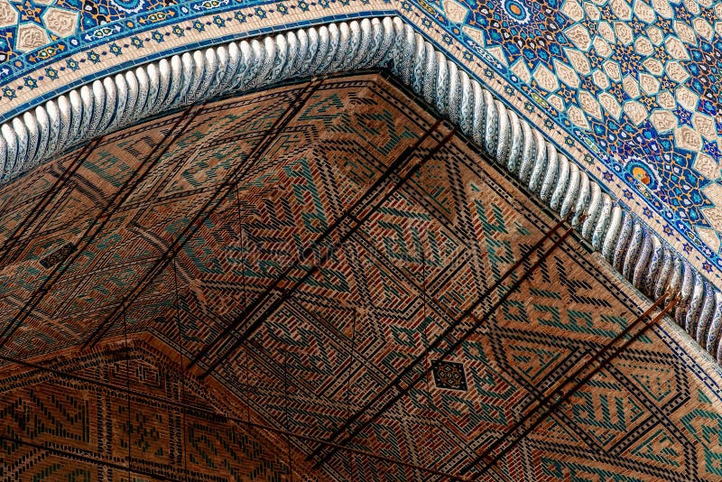 Ancient Uzbek Pattern in Samarkand in Uzbekistan. Stock Image - Image ...