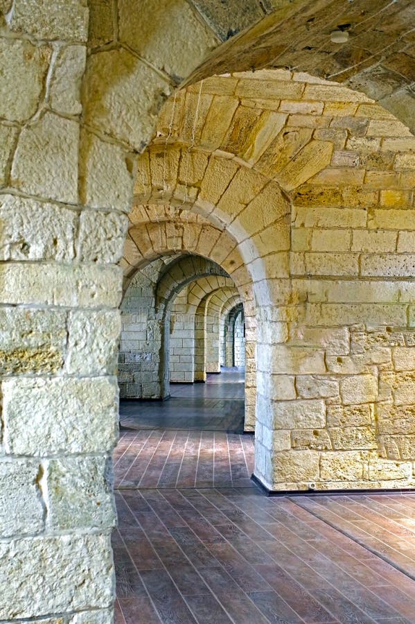 Ancient Vaulted Hall of Old Fortress Stock Photo - Image of landmark ...