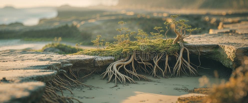 Ancient Vegetation Taking Root on a Primitive Shoreline Stock Photo ...