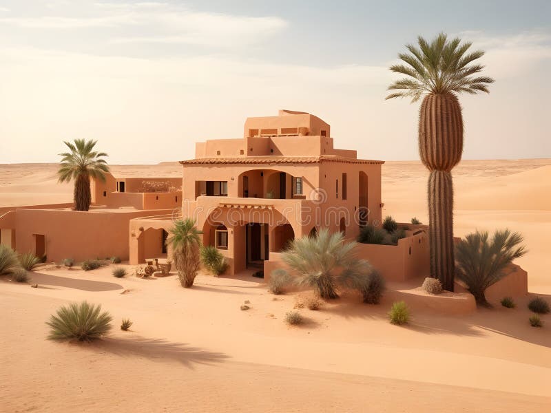 Ancient Villa in the Desert Stock Illustration - Illustration of spain ...