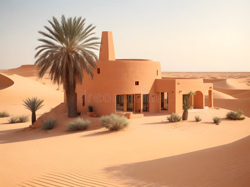 Ancient Villa in the Desert Stock Illustration - Illustration of beach ...