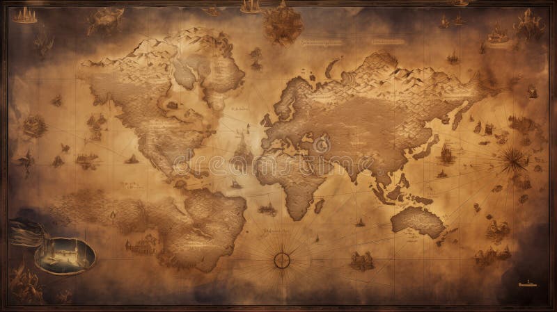 Ancient vintage world map stock image. Image of background - 308982253