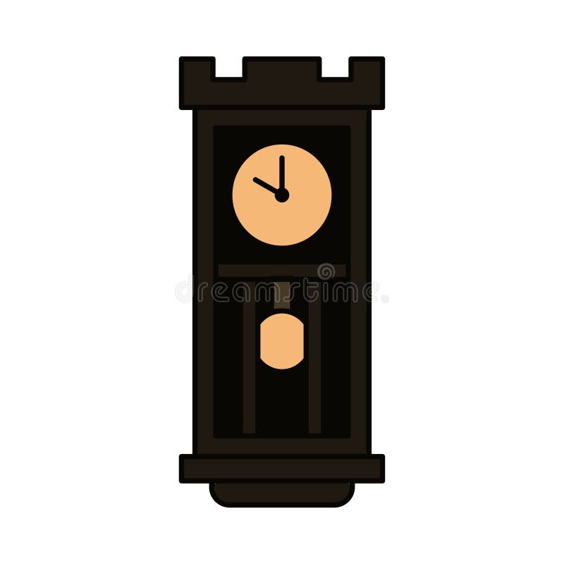 Vintage Wall Clock in Outline Style. Showing Three O Clock. Vector ...