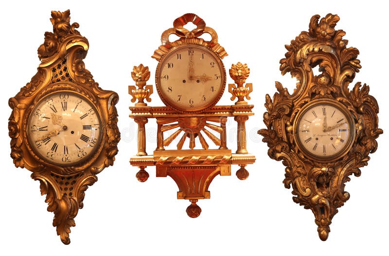 Antique Golden Table Clocks Stock Image - Image of hours, carving: 8129223