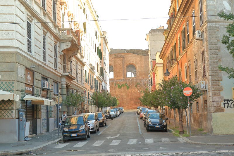 Ancient Wall from Red Bricks in Rome, Italy Editorial Stock Image ...