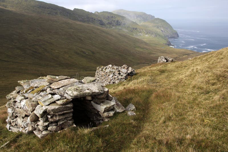 Ancient Wall Structures and Shelters, I.e. Cleits, on the Remote ...