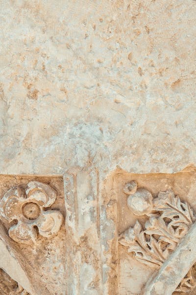 Ancient Wall Texture with Architectural Relief Ornament on a Stone Slab ...