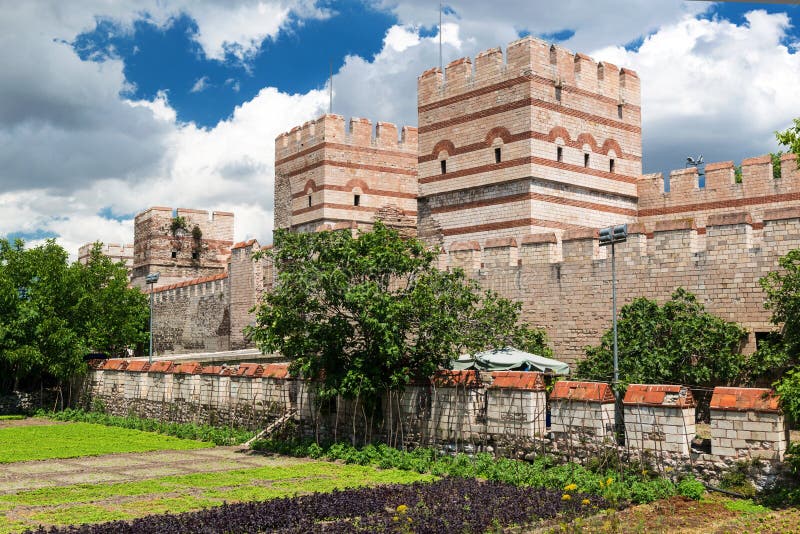 The Ancient Walls of Constantinople in Istanbul, Turkey Stock Image ...