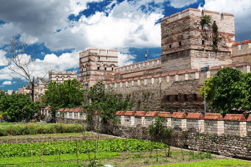 The Ancient Walls of Constantinople in Istanbul, Turkey Stock Image ...