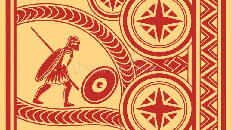 Ancient Warrior & Compass Rose Pattern, Vector Design Generative AI ...