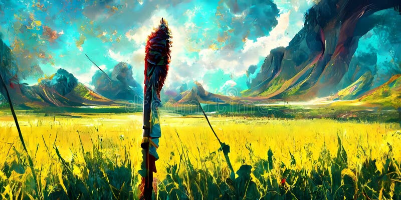 Ancient Warrior with the Magic Spear Standing in the M Stock ...