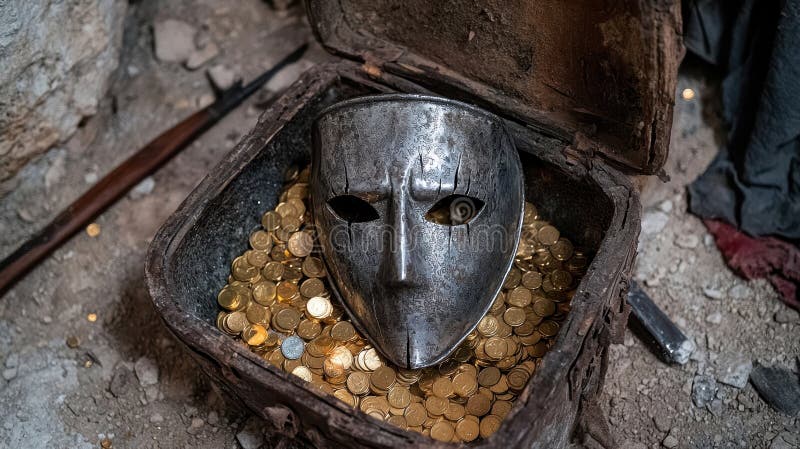 Ancient Warrior S Mask and Treasure Stock Illustration - Illustration ...