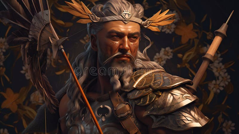 Ancient Warrior with a Spear in His Hand Stock Illustration ...
