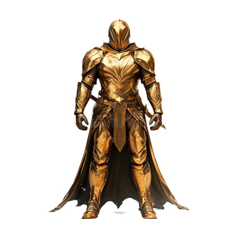 Ancient Warrior Wearing Gold Metals Sheet on Transparent Background ...