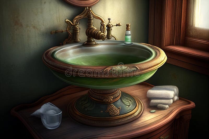 Ancient Wash Basin Sign Watercolor Illustration for Decoration on ...