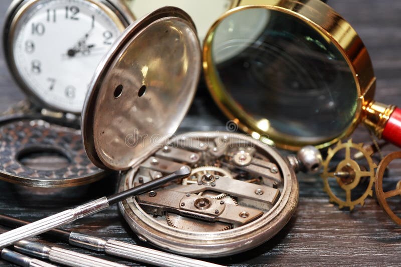 Ancient Watch Repair stock image. Image of workbench - 68263303