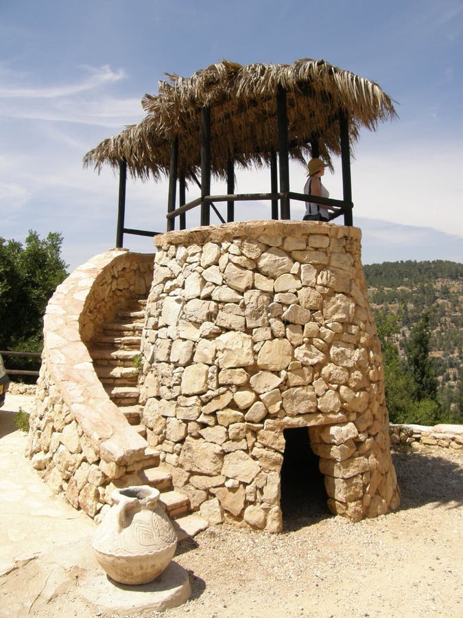 Ancient Watchtower Near Jerusalem Stock Image - Image of heat, stone ...