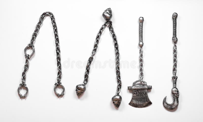 Ancient Weapons, Chains and Shackles Isolated on White Stock Image ...