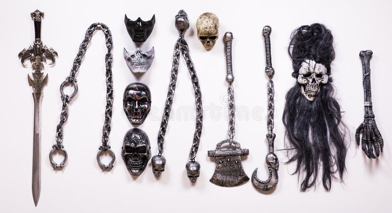 Ancient Weapons, Chains and Shackles Isolated on White Stock Image ...