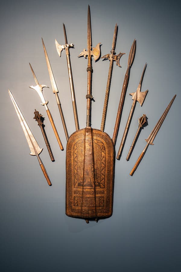 Ancient Weapons on the Wall in Close-up Stock Image - Image of nature ...