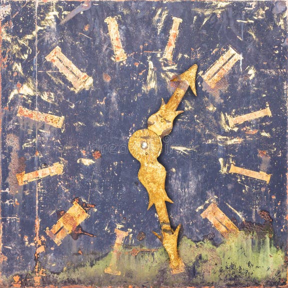 Ancient Weathered Clock Face Stock Photo - Image of golden, ancient ...