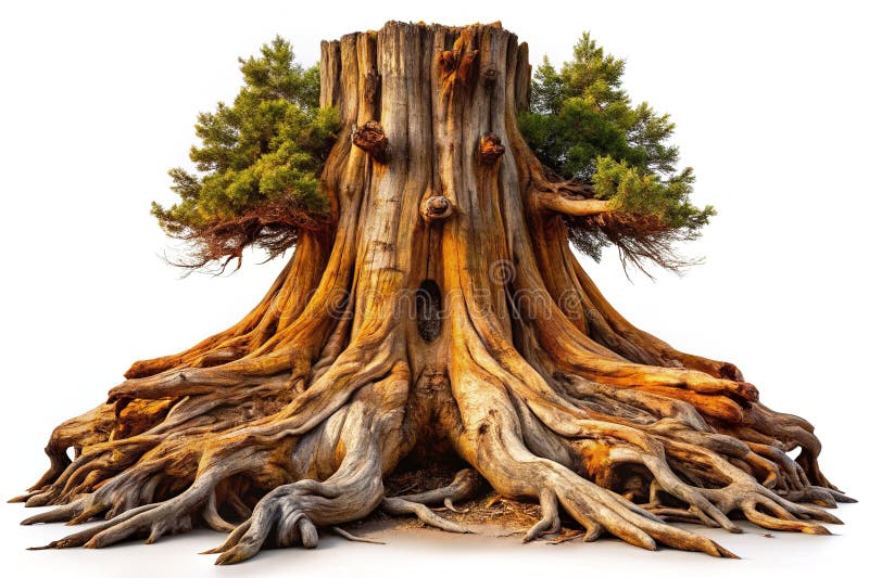 Ancient Weathered Dead Tree Trunk with Intricate Roots Detailed ...