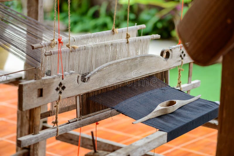 The Ancient Weaving Loom in an Interior. Old Weaving Workshop. Stock ...