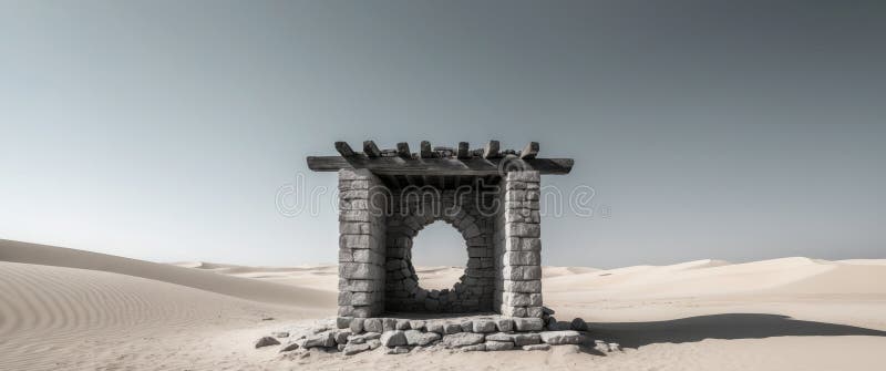 Ancient Well in the Middle of a Quiet Desert Landscape Stock Photo ...