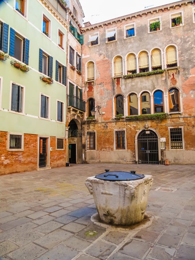 Ancient Well on the Square of Venice, Italy Stock Photo - Image of ...