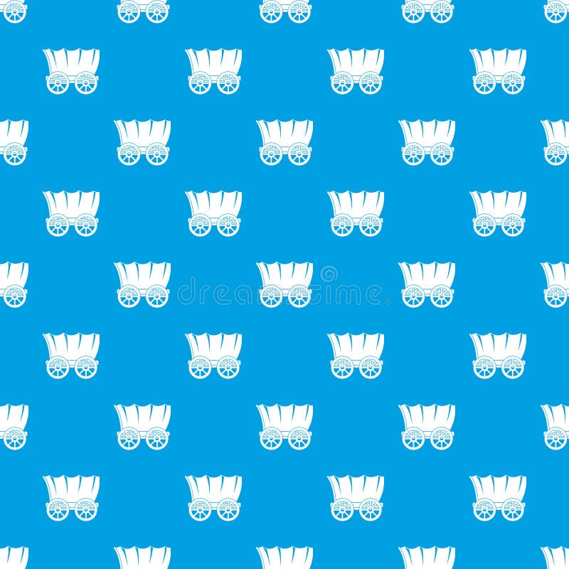 Ancient Western Covered Wagon Pattern Seamless Blue Stock Vector ...
