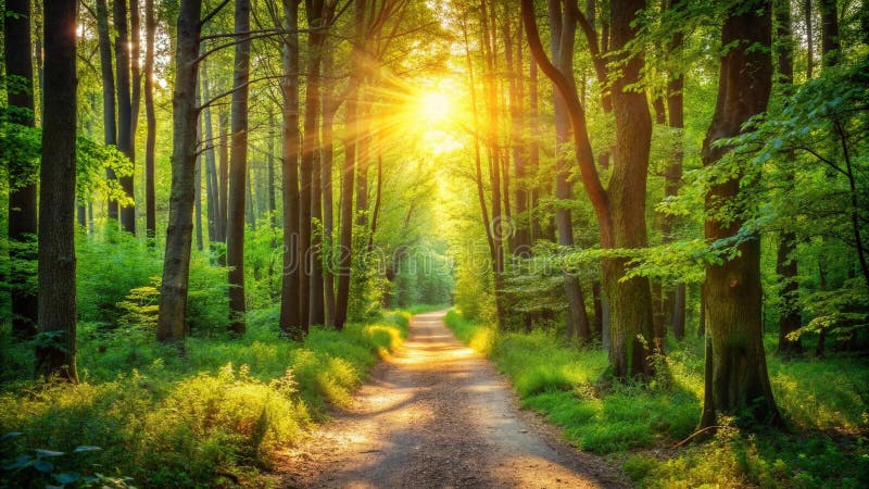 Ancient Whispers a Sun-Dappled Forest Path AI Generated Stock ...