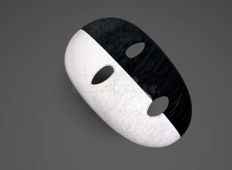Ancient White and Black Mask Stock Illustration - Illustration of mask ...