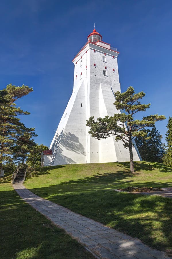 Ancient White Lighthouse in Hiiumaa, Estonia Stock Photo - Image of ...