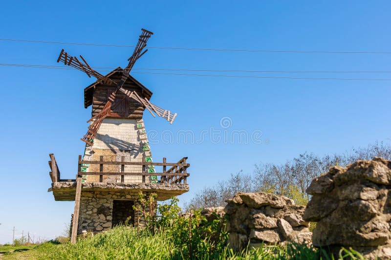 An Ancient Windmill. Background with Selective Focus and Copy Space ...