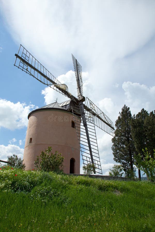 Ancient Windmill on the Hill Stock Photo - Image of technology ...