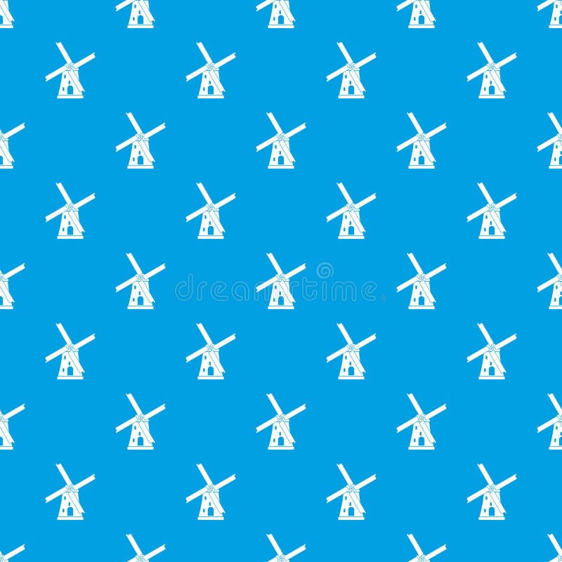 Ancient Windmill Pattern Seamless Blue Stock Vector - Illustration of ...