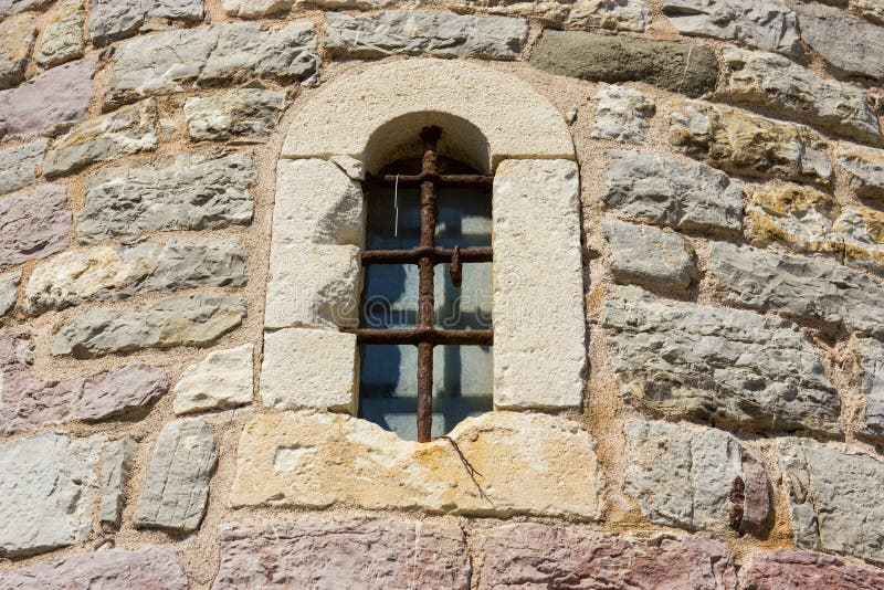 Ancient Window with Cell in the Wall. Stock Image - Image of background ...