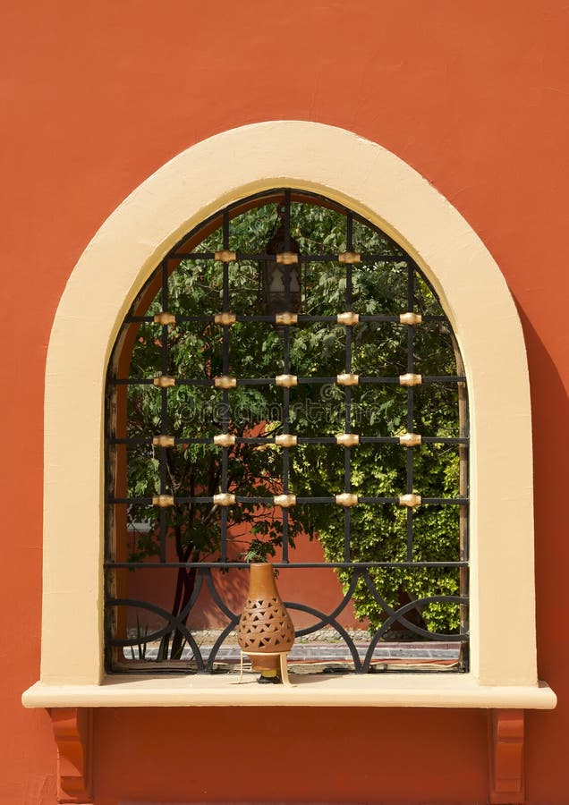 Ancient Window with Decorative Grid Stock Image - Image of east ...