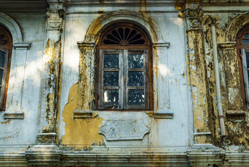 An Ancient Window on the Facade of a Historic House Stock Image - Image ...