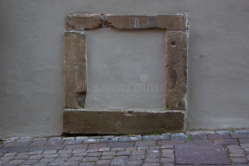 Ancient Window Frame Made Out of Sandstone Walled in a Wall Stock Image ...
