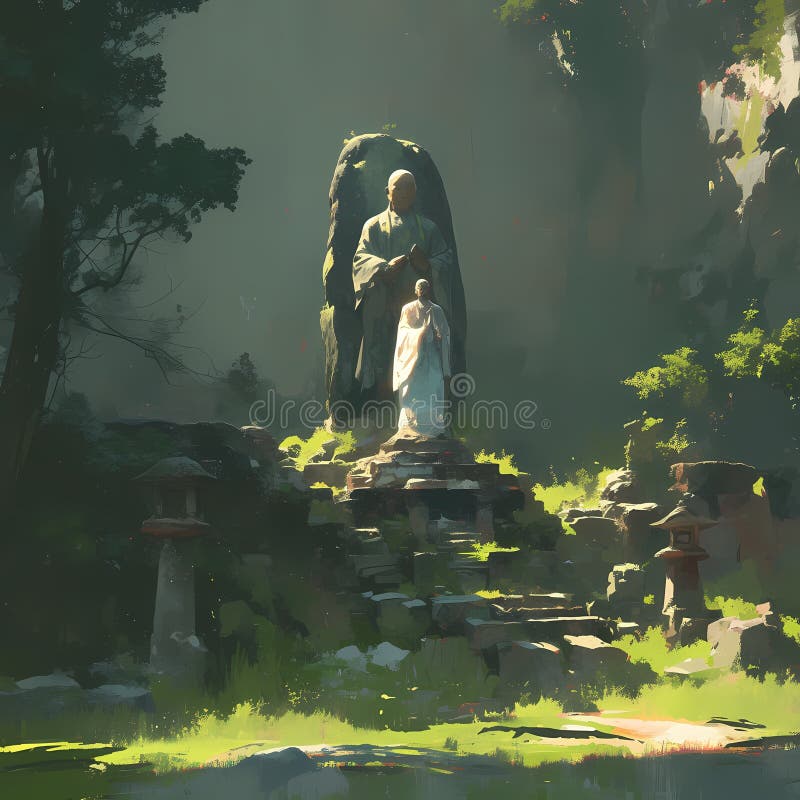 Ancient Wisdom Embodied in Stone Stock Illustration - Illustration of ...