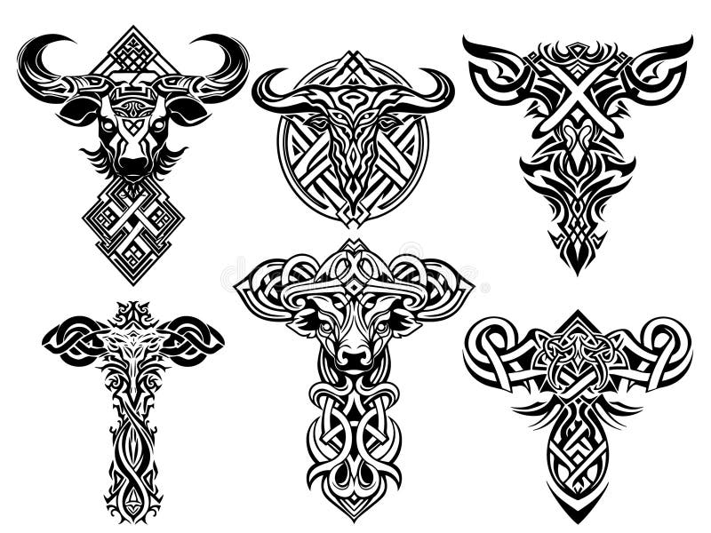 Ancient Wisdom Unveiled: Taurus Tattoo and Celtic Cross Stock ...
