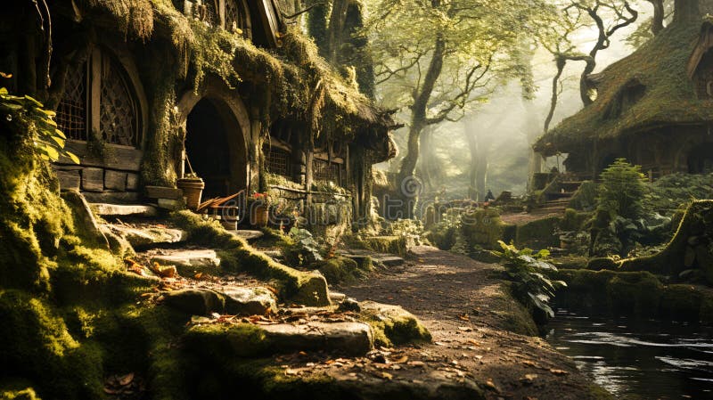 Ancient Wood Hut Surrounded by Nature Embodies Rustic Stock Image ...