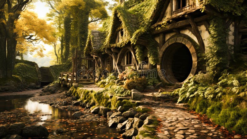 Ancient Wood Hut Surrounded by Nature Embodies Rustic Stock Photo ...