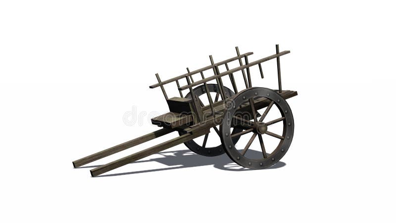Ancient Wooden Cart with Shadow on the Ground Stock Illustration ...