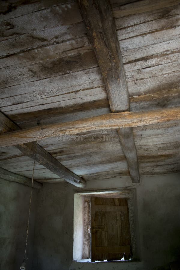Wooden Beams of an Old Ceiling Stock Image - Image of wood, cellar ...