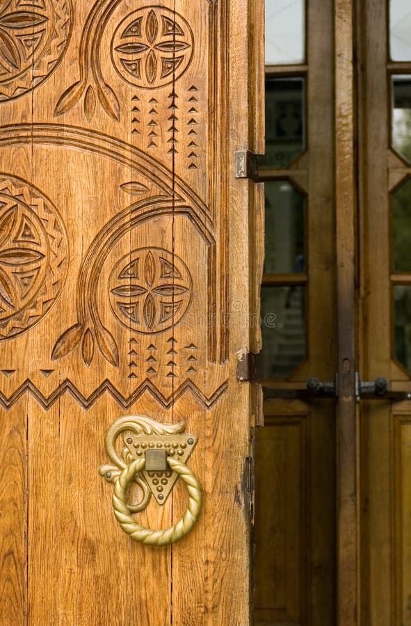 Ancient wooden door stock image. Image of ornamental, museum - 1246151