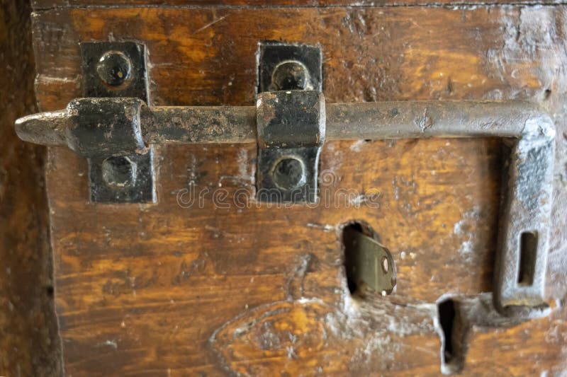 Ancient Wooden Door Lock in a Castle in Italy Stock Image - Image of ...