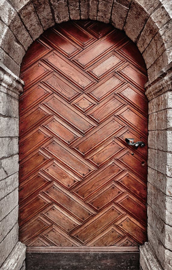 Ancient Wooden Door, in a Medieval Castle Stock Image - Image of church ...