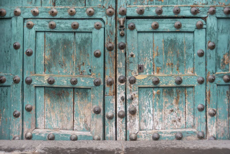 Ancient wooden doors stock image. Image of cathedral - 135204573